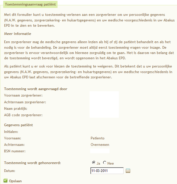 Toestemmingsaanvraag via toestemmingsformulier
